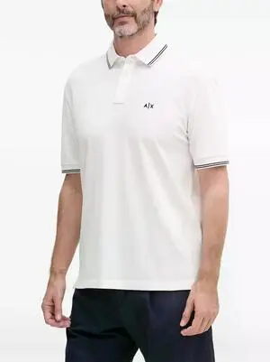 Armani Exchange Logo-embroidered Tipped Polo Shirt - White