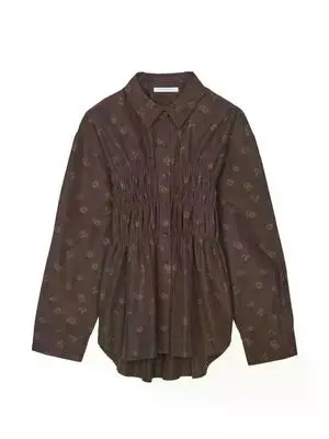 Cecilie Bahnsen Cbbraxton Floral-jacquard Smocked Shirt - Brown