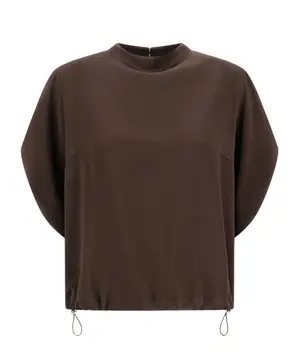 Herno T-shirts Tops Satin Resort Top - Dark Chocolate
