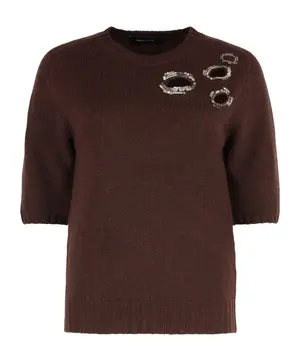 Fabiana Filippi Embellished Short Sleeve Knitted Sweater