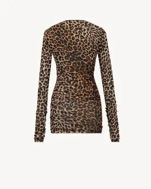 Saint Laurent Ruched Print Mini Dress
