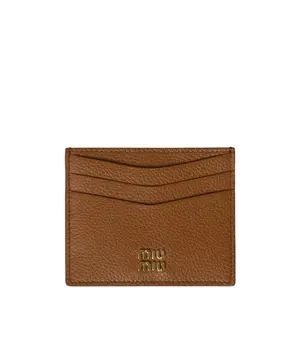 Miu Miu Leather Card Holder - Brown
