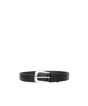 Orciani Soft Long Tip Belt With Silver Buckle - Black