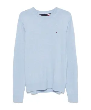 Tommy Hilfiger Crew Neck Knitwear With Embroidered Logo - Blue
