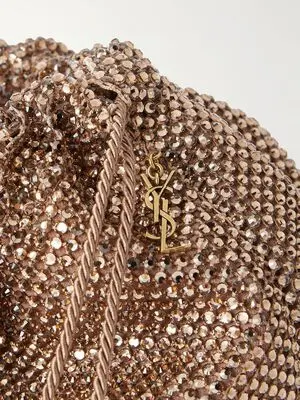 Saint Laurent Crystal-embellished Mesh Pouch