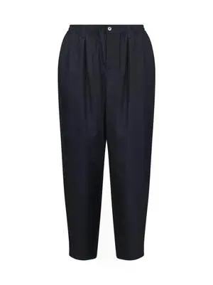 Marni Deep Tropical-wool Trousers With Drawstring Waist - Blue