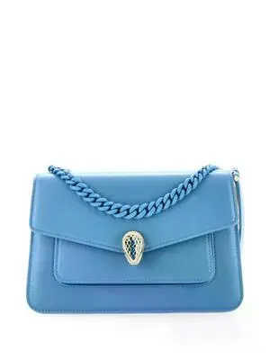 BVLGARI Serpenti Forever Maxi Chain Leather Medium Crossbody Bag - Blue