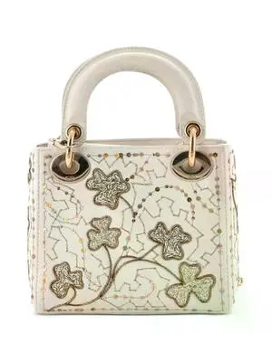Dior Lady Embroidered Calfskin Mini Satchel - Gold