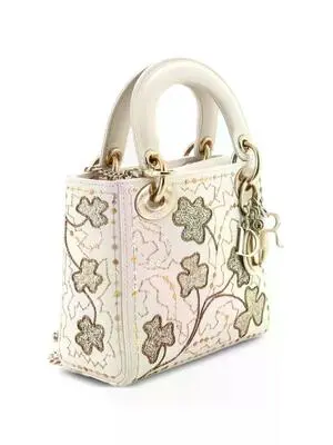 Dior Lady Embroidered Calfskin Mini Satchel - Gold