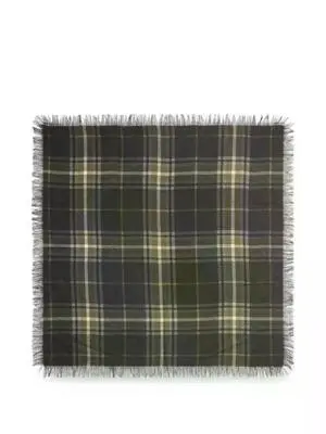 Eric Bompard Tartan-print Fringed Scarf - Grey