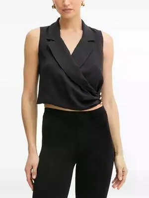 FRACOMINA Button Wrap Top - Black