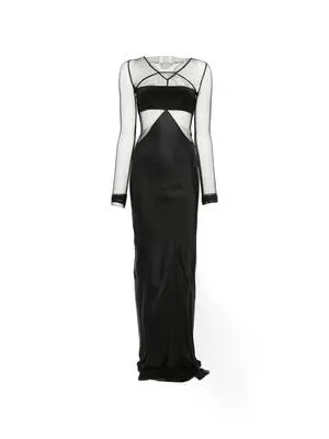 Rick Owens Long-sleeve Maxi Dress With Mesh Paneling