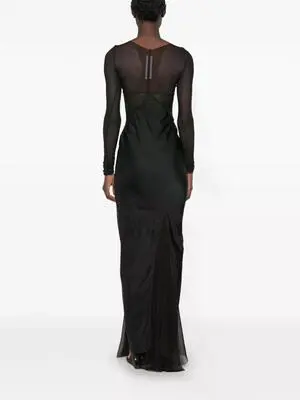 Rick Owens Long-sleeve Maxi Dress With Mesh Paneling
