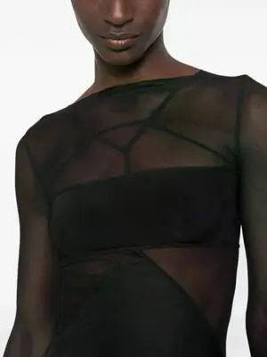 Rick Owens Long-sleeve Maxi Dress With Mesh Paneling