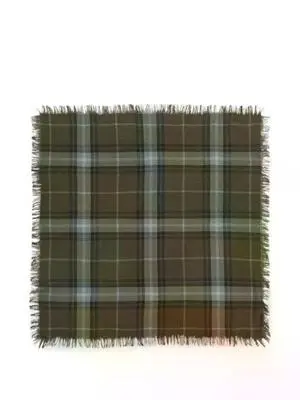 Eric Bompard Tartan Fringed Scarf - Green