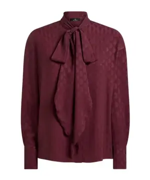 Etro Silk-blend Jacquard Paisley Motif Shirt With Scarf Detail - Red
