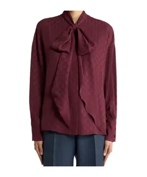 Etro Silk-blend Jacquard Paisley Motif Shirt With Scarf Detail - Red