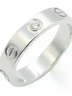 Cartier 18k White Gold Mini Love Diamond Ring - Silver