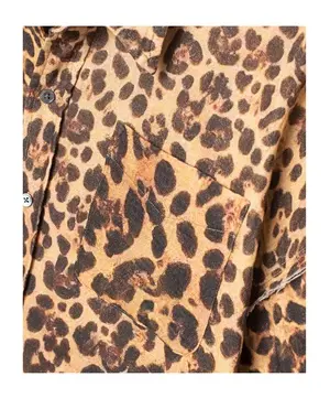 R13 Oversized Frayed Leopard Print Shirt - Multicolor