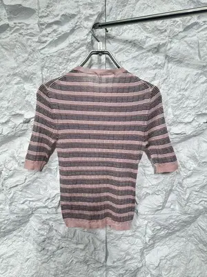 Prada Short-sleeved Striped Cashmere And Silk Sweater