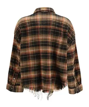 R13 Plaid Frayed Hem Shirt