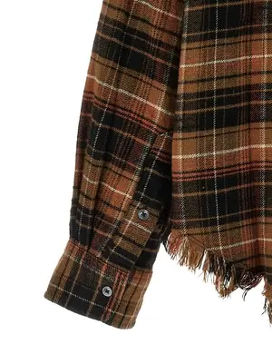 R13 Plaid Frayed Hem Shirt