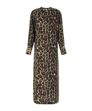 Alberto Biani Long Sleeve Jaguar Print Dress