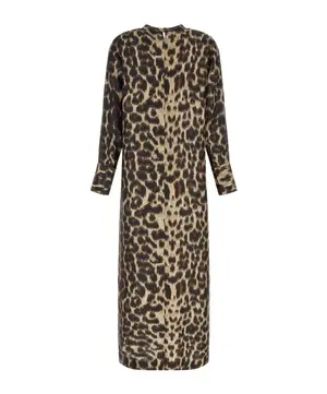 Alberto Biani Long Sleeve Jaguar Print Dress