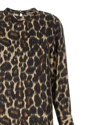 Alberto Biani Long Sleeve Jaguar Print Dress