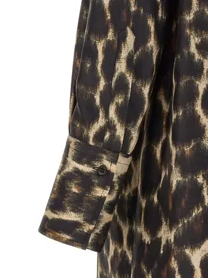 Alberto Biani Long Sleeve Jaguar Print Dress