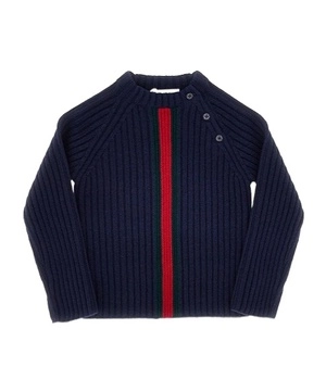Gucci Web-stripe Ribbed-knit Sweater With Button Detail