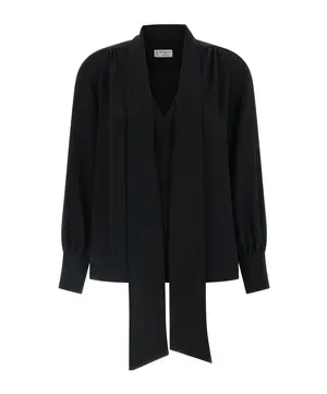 Alberto Biani Lavallière Neck Blouse - Black