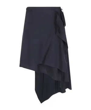 ANN DEMEULEMEESTER Asymmetric Midi Skirt - Black