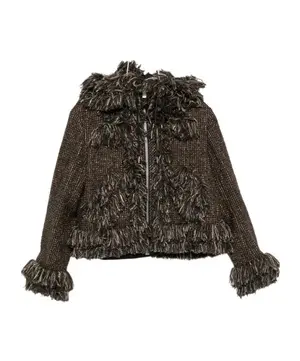 Sacai Fringe-trimmed Hooded Jacket - Brown