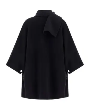 Pinko High Neck Buttoned Cape With Integrated Scarf