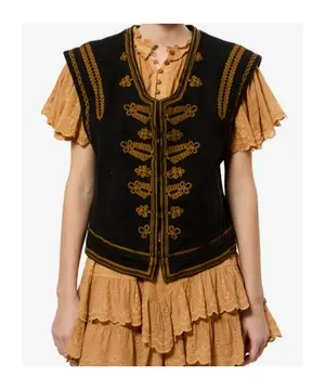 Isabel Marant Étoile Sleeveless Embroidered Denim Vest