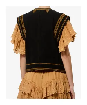 Isabel Marant Étoile Sleeveless Embroidered Denim Vest