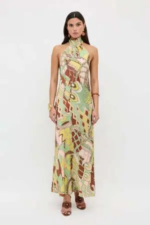 Rixo Maura Bianca Abstract Maxi Dress