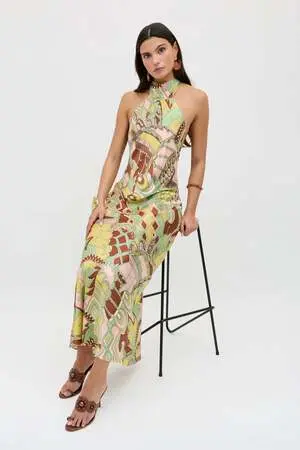 Rixo Maura Bianca Abstract Maxi Dress