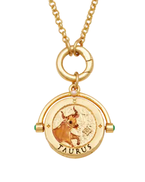 FABLE ENGLAND Taurus Zodiac Spinner Necklace - Gold