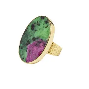 YAA YAA LONDON Ruby Josite 'resilience' Adjustable Ring - Red
