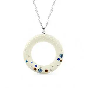 GOLD & HONEY Sculptural Confetti Donut Pendant Necklace With Swarovski Crystals