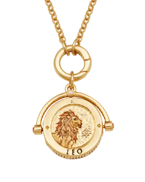 FABLE ENGLAND Leo Zodiac Spinner Necklace - Gold
