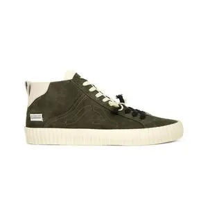 SPRINGA | UNIQUE VULCANIZED SNEAKERS ITALIAN HANDMADE Wavy Suede Military High Top - Green