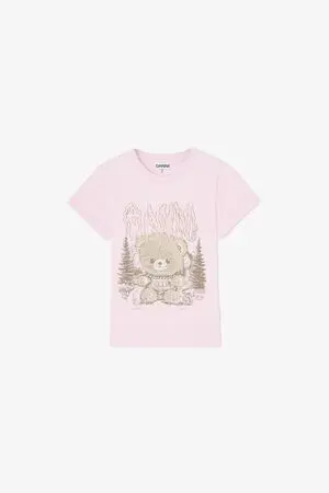 GANNI Baby Fit T-shirt With Forest Teddy - Pink