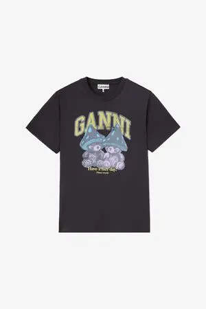 GANNI T-shirt With Mushroom Teddy - Mixed