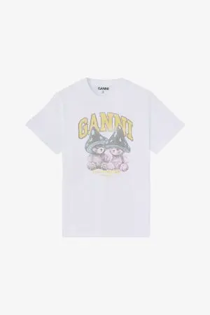 GANNI T-shirt With Mushroom Teddy - White