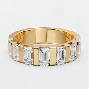 AYA FINE JEWELRY Clementine Emerald Cut Lab Grown Diamond Channel Set Wedding Band