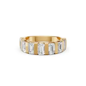 AYA FINE JEWELRY Clementine Emerald Cut Lab Grown Diamond Channel Set Wedding Band - Yellow