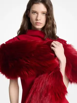 Michael Kors Shearling Stole - Red